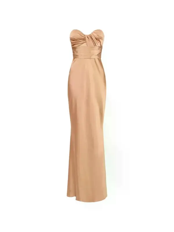 Elisabetta Franchi Red Carpet Dress In Satin Fabric - Neutrals