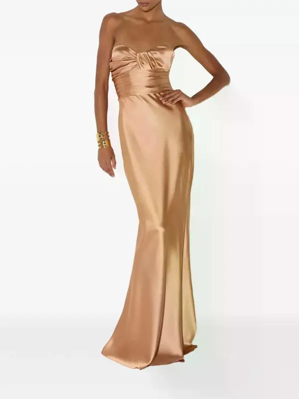 Elisabetta Franchi Evening Gown In Satin - Neutrals