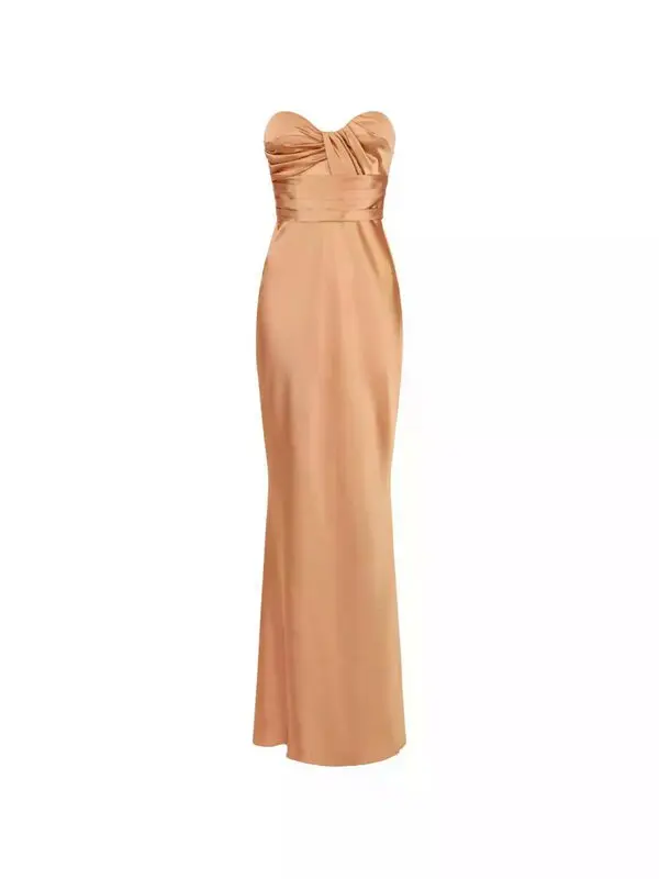 Elisabetta Franchi Evening Gown In Satin - Neutrals