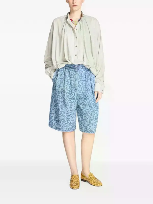 Dries Van Noten Belted Denim Shorts - Blue