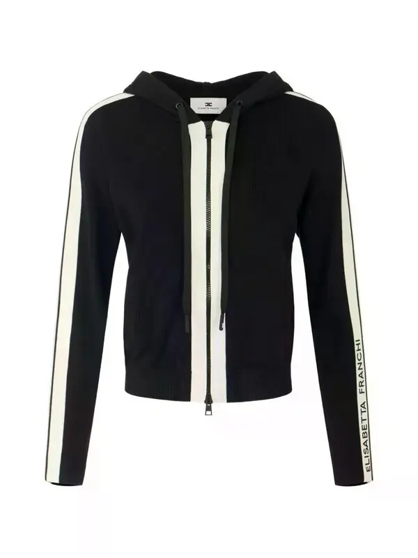 Elisabetta Franchi Two-colour Knit Sweatshirt With Logo - Black
