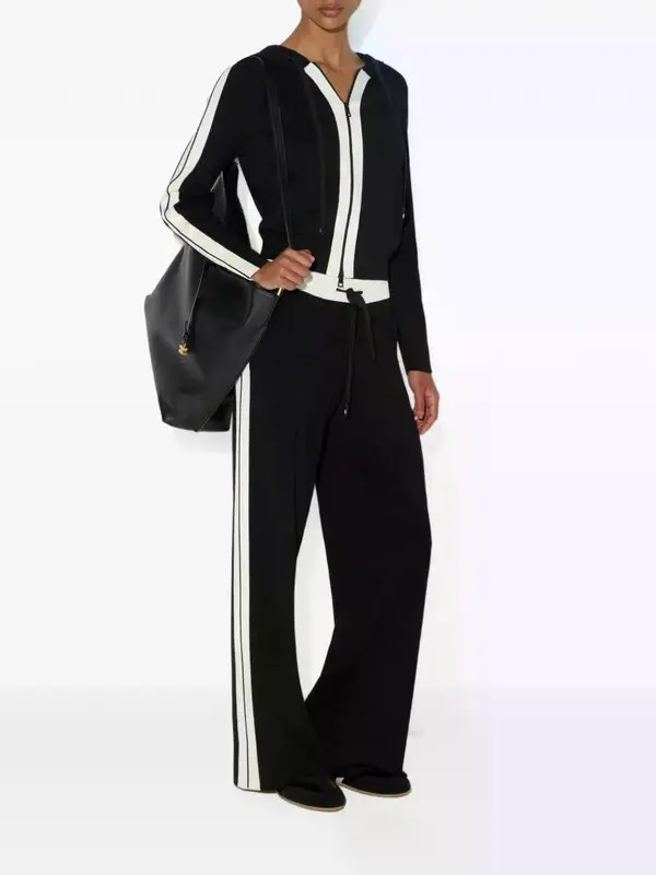 Elisabetta Franchi Two-tone Knit Hooded Sweatshirt With Logo Detail