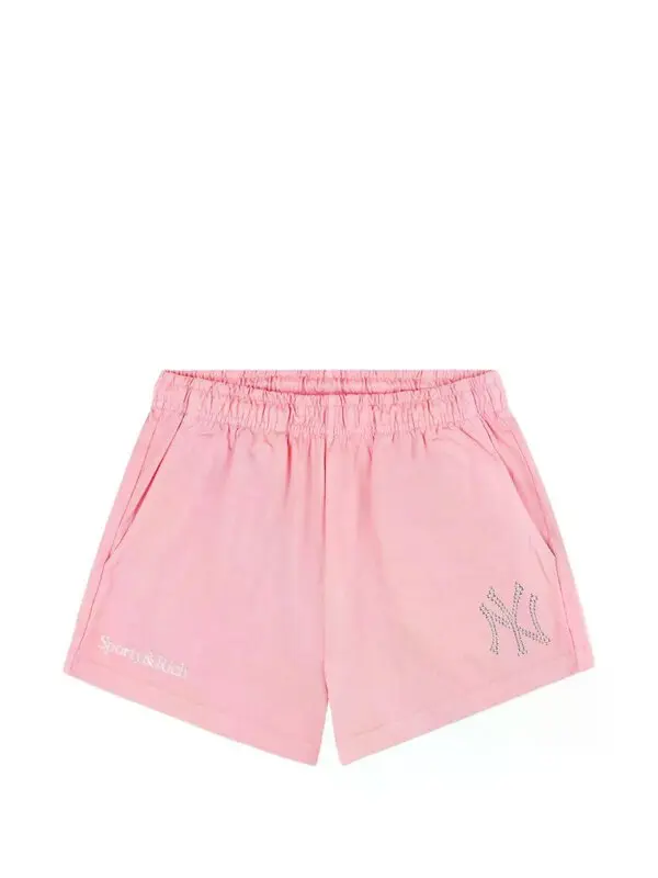 SPORTY & RICH Yankees Krystal Disco Shorts - Pink