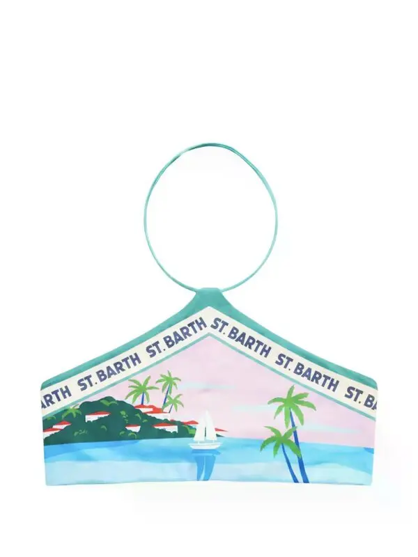 MC2 SAINT BARTH Graphic Print Halterneck Bikini Top
