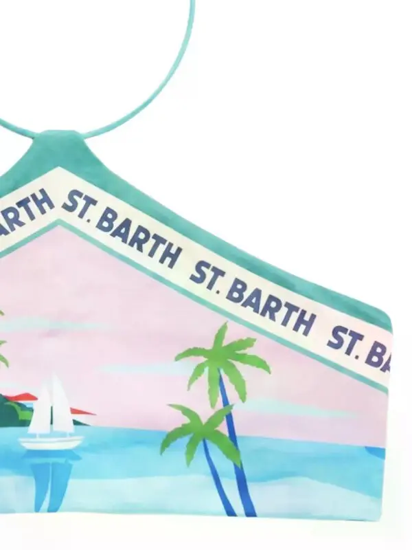 MC2 SAINT BARTH Graphic Print Halterneck Bikini Top