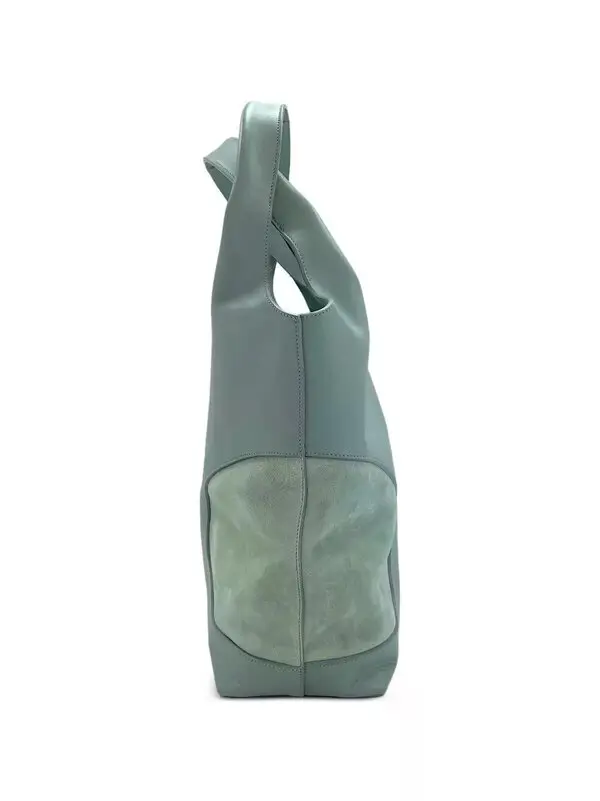 FERRAGAMO Suede Panel Shoulder Bag - Blue