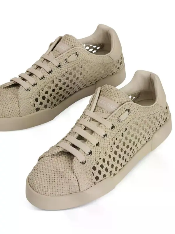 Dolce & Gabbana Portofino Woven Leather Sneakers