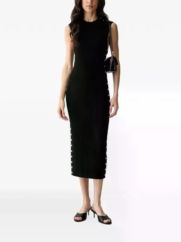 Karl Lagerfeld Stud-embellished Ribbed Knit Dress - Black