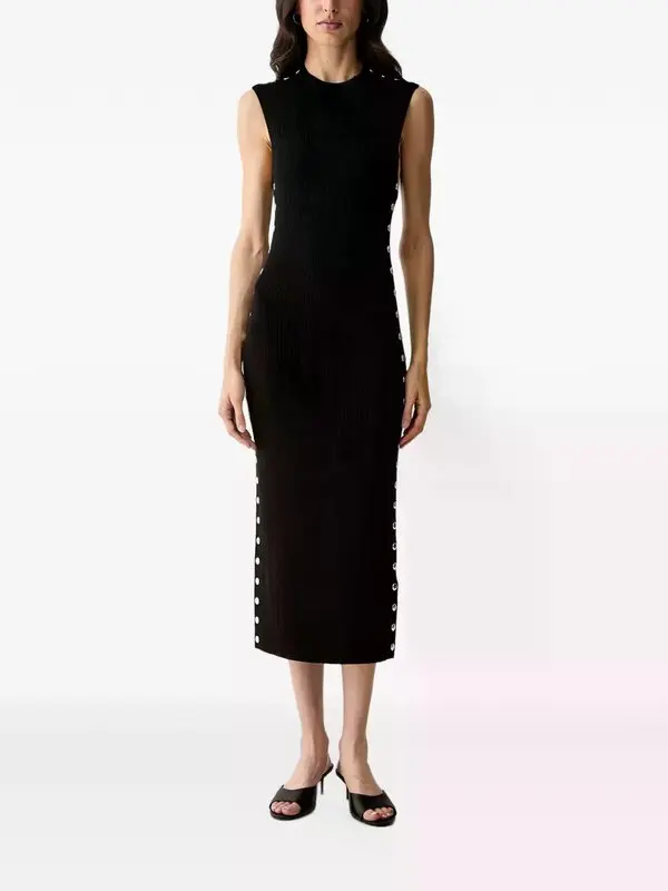 Karl Lagerfeld Stud-embellished Ribbed Knit Dress - Black