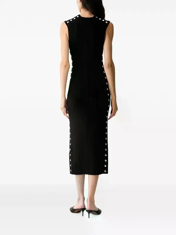 Karl Lagerfeld Stud-embellished Ribbed Knit Dress - Black
