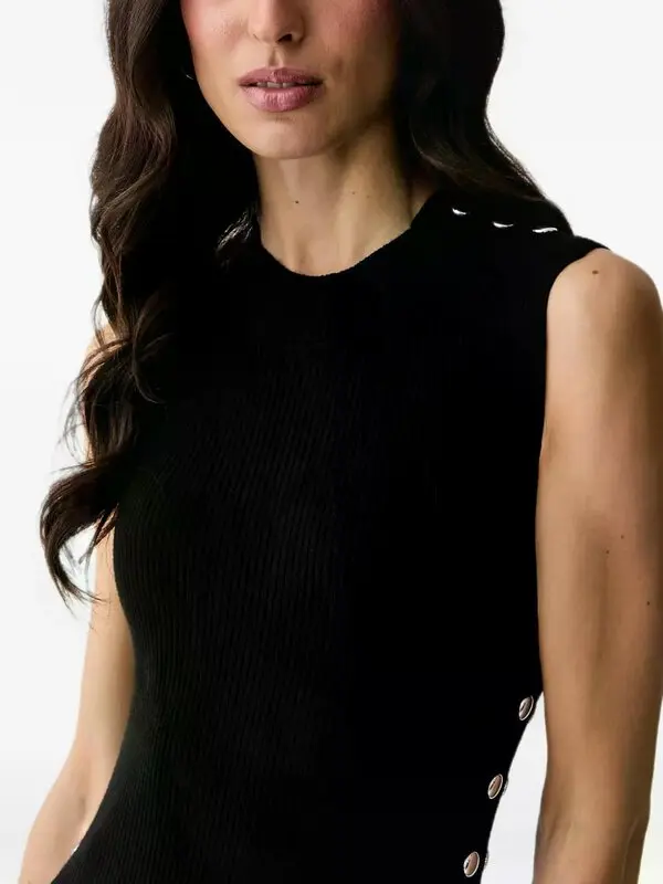 Karl Lagerfeld Stud-embellished Ribbed Knit Dress - Black