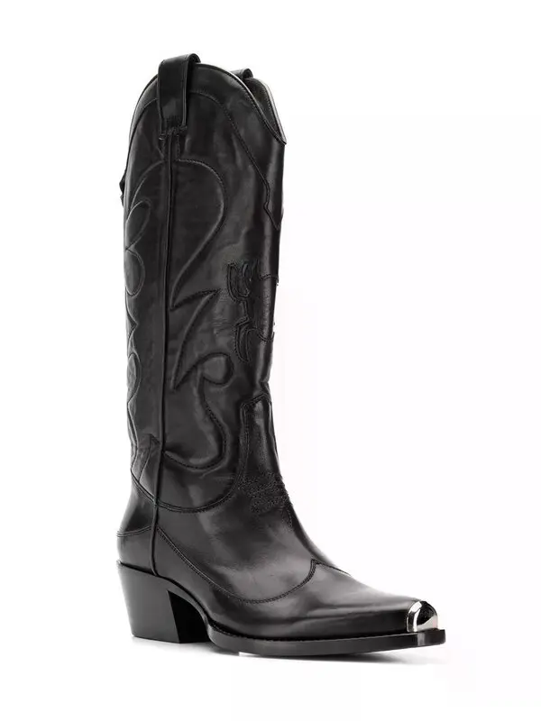 HTC LOS ANGELES Leather Cowboy Boots With Metal Tip