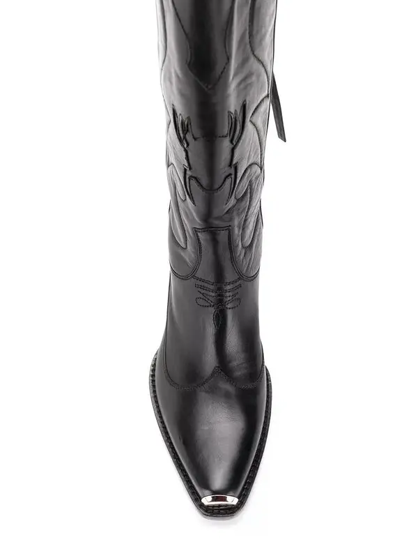 HTC LOS ANGELES Leather Cowboy Boots With Metal Tip