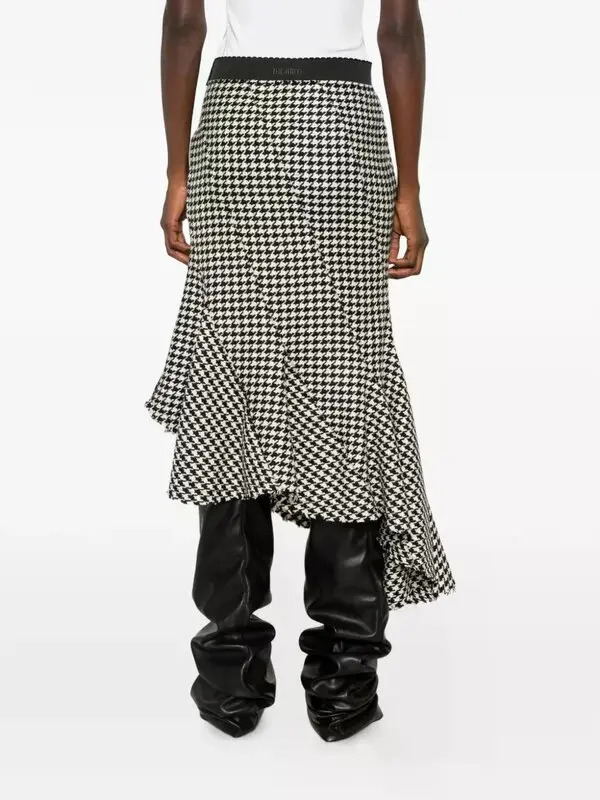 Attico Houndstooth Asymmetric Midi Skirt