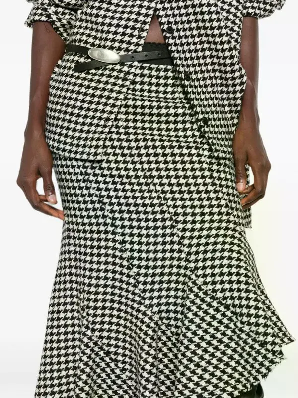 Attico Houndstooth Asymmetric Midi Skirt