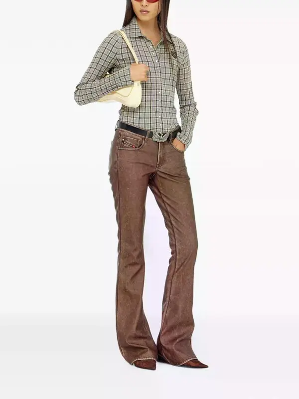 DIESEL® Bootcut Pants In Treated Coated Fabric - Brown
