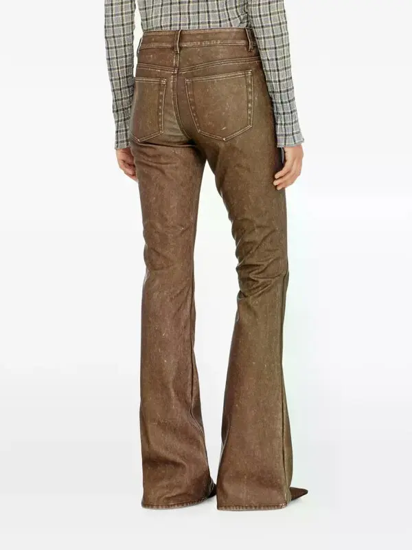 DIESEL® Bootcut Pants In Treated Coated Fabric - Brown