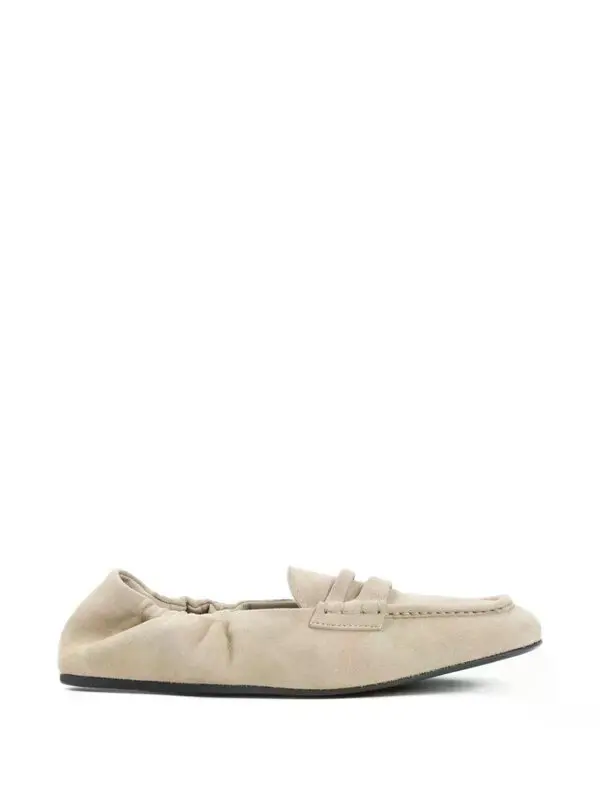 Miu Miu Suede Elasticated Loafers - Neutrals