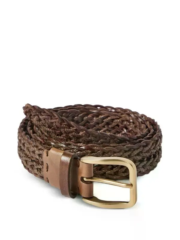 Brunello Cucinelli Braided Calfskin Belt - Brown