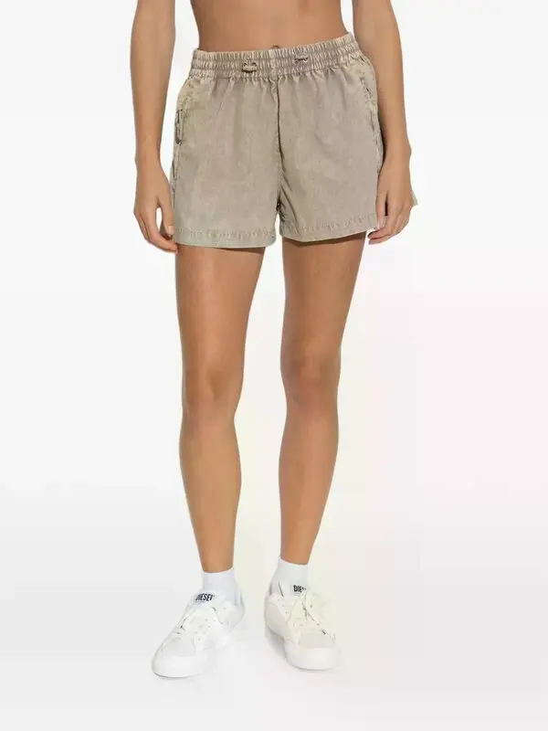 DIESEL® S-oul Drawstring-waist Logo-embroidered Mini Shorts - Neutrals