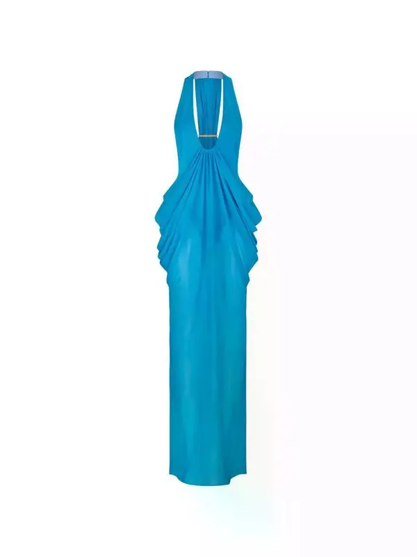 ATOIR Halterneck Draped Maxi Dress - Blue