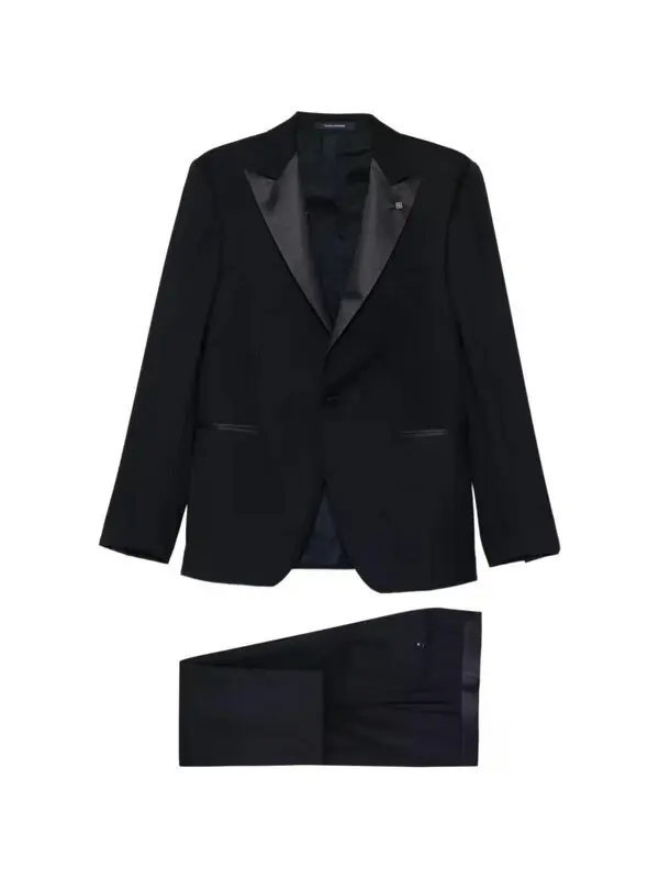 Tagliatore Satin-lapel Virgin-wool Suit - Black