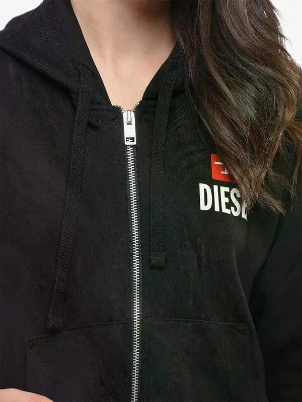 DIESEL® Logo-print Full-zip Hoodie - Black