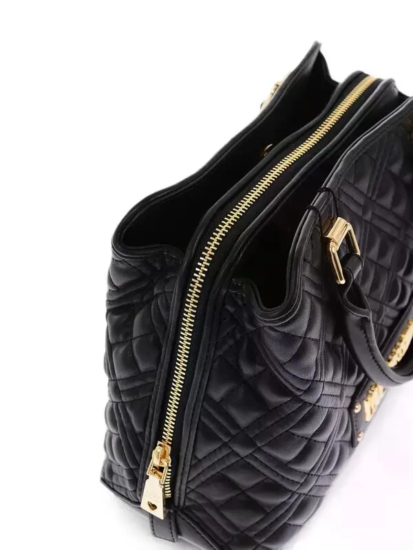 Moschino Quilted Logo Plaque Tote Bag