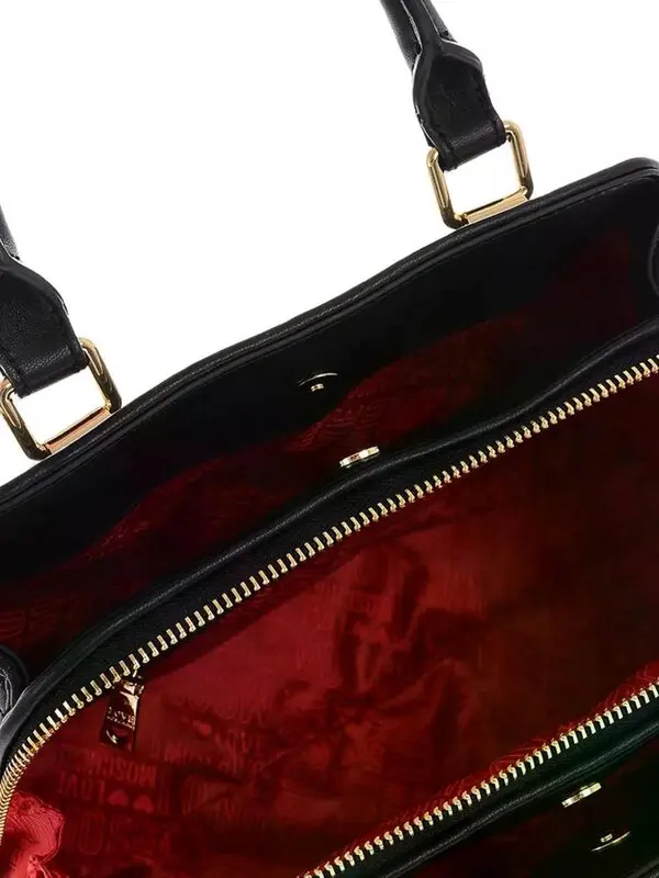 Moschino Quilted Logo Plaque Tote Bag