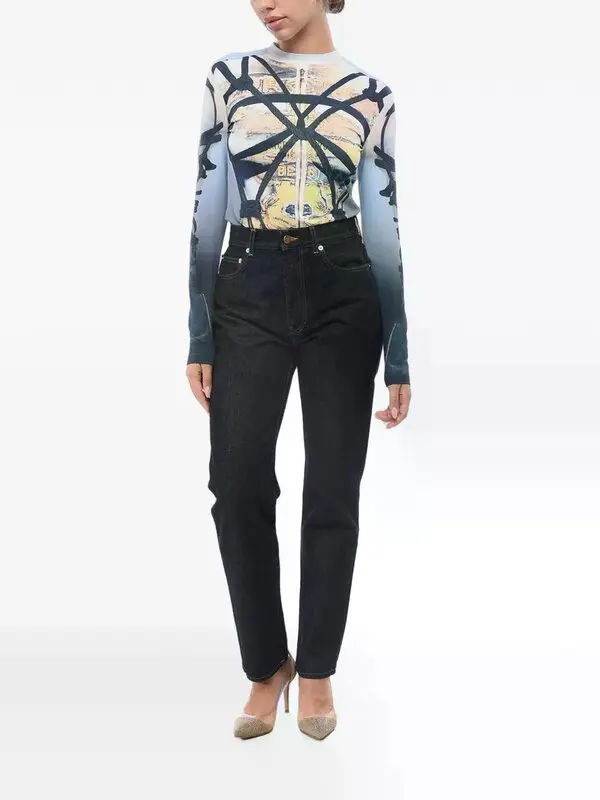 Loulou De Saison Straight Leg Topstitched Jeans