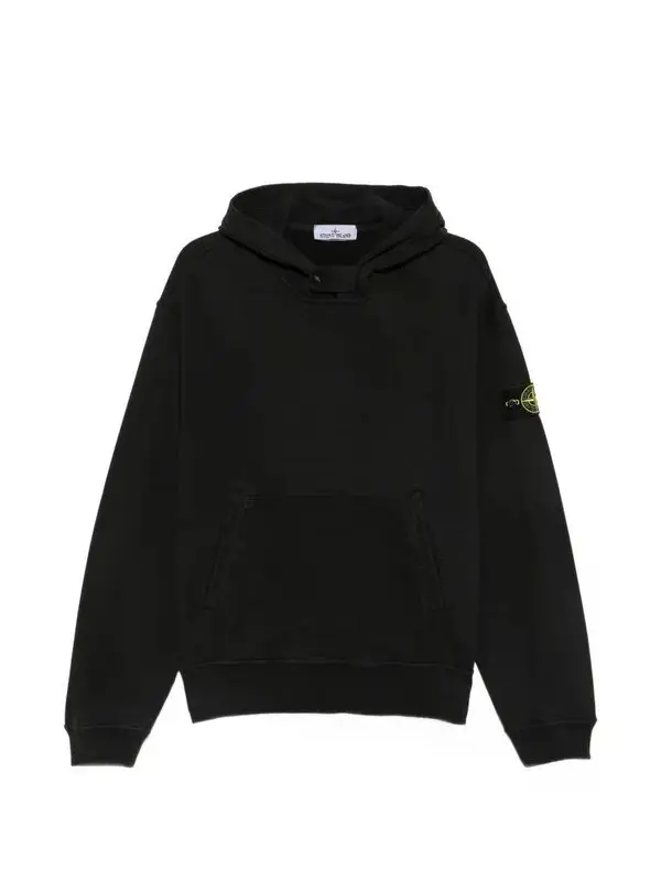 Stone Island Logo Patch Hoodie - Black