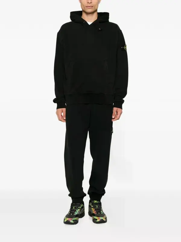 Stone Island Logo Patch Hoodie - Black