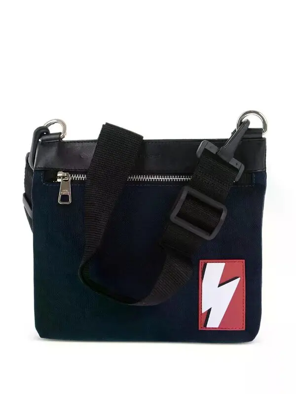 Neil Barrett Thunderbolt Patch Messenger Bag - Blue