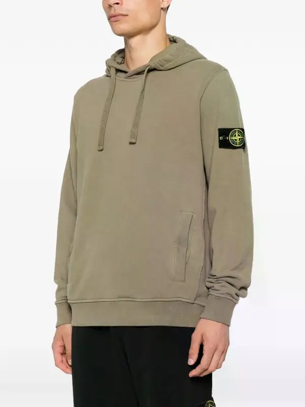 Stone Island Logo Patch Hoodie - Green