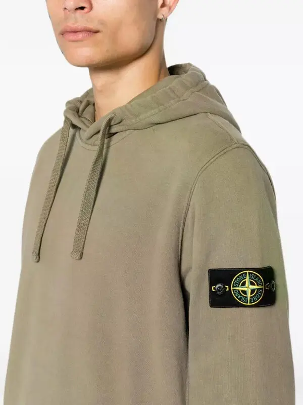 Stone Island Logo Patch Hoodie - Green