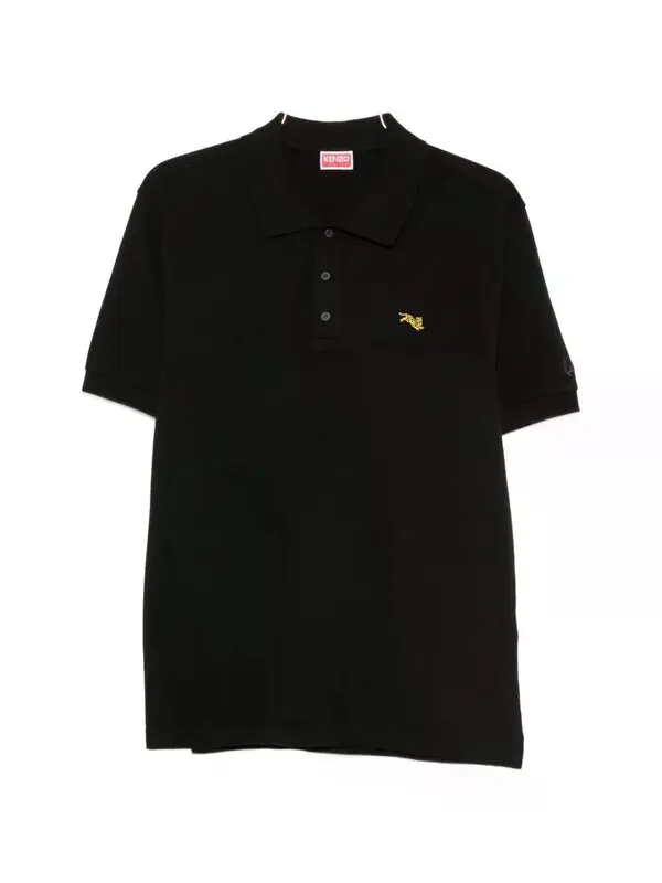 Kenzo Tiger-patch Polo Shirt - Black