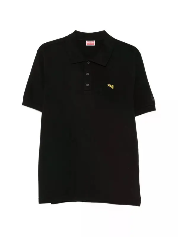 Kenzo Tiger-patch Polo Shirt - Black