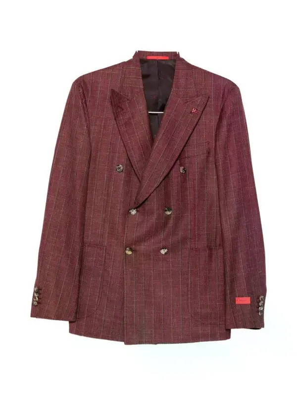 Isaia Double-breasted Pinstripe Suit - Red