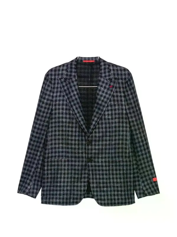 Isaia Gingham-check Notched-lapel Blazer - Blue