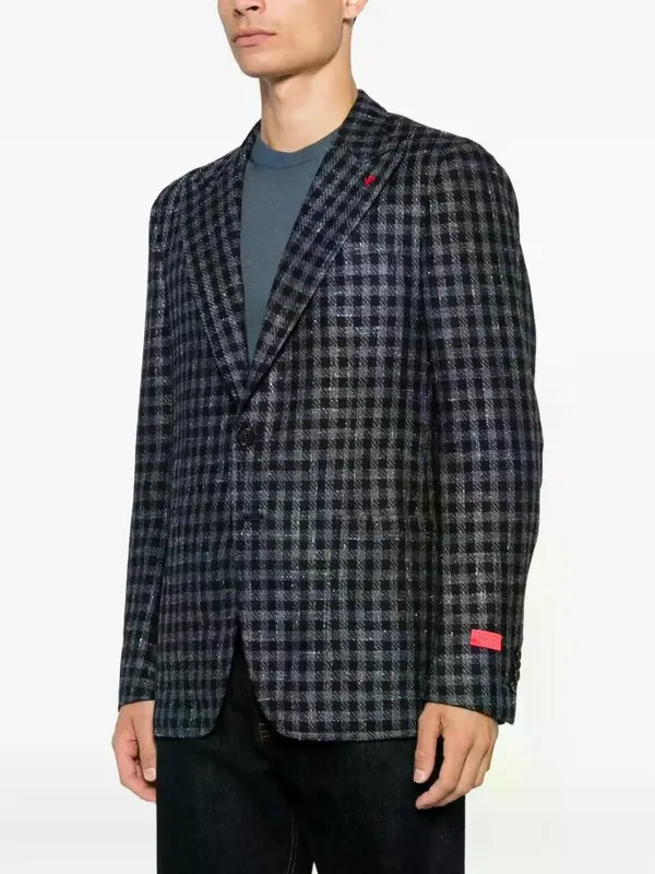 Isaia Gingham-check Notched-lapel Blazer