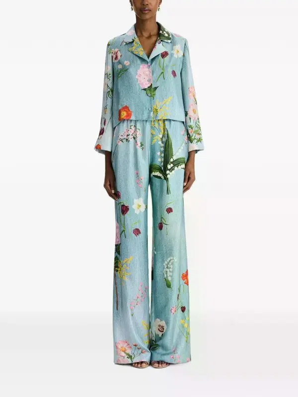 Oscar De La Renta Botanical-print Silk Blouse