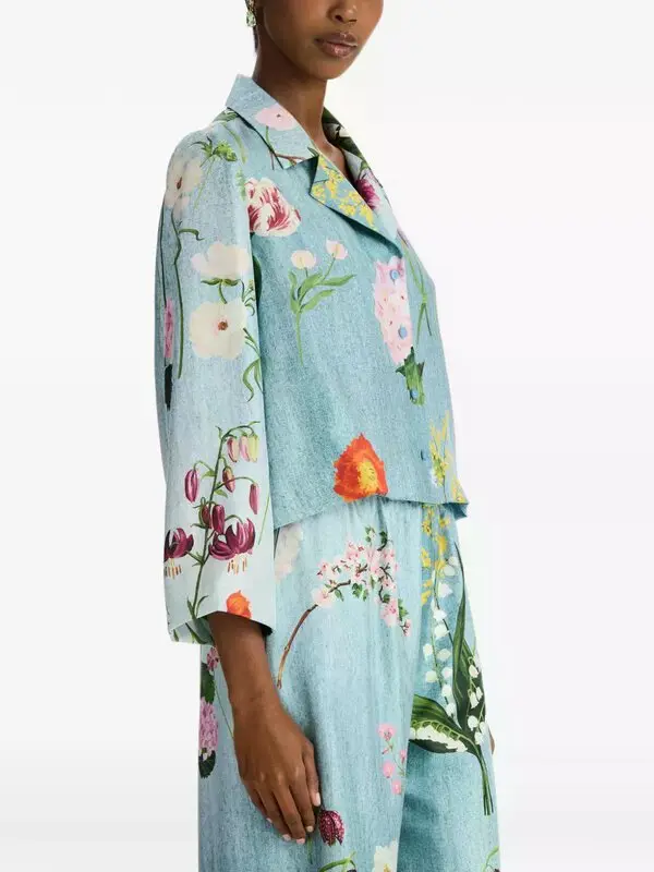 Oscar De La Renta Botanical-print Silk Blouse