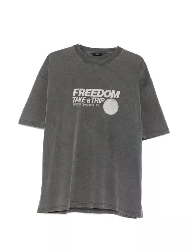 7 For All Mankind Graphic-print Crew-neck T-shirt - Grey