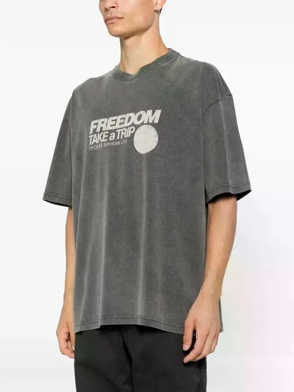7 For All Mankind Graphic-print Crew-neck T-shirt - Grey
