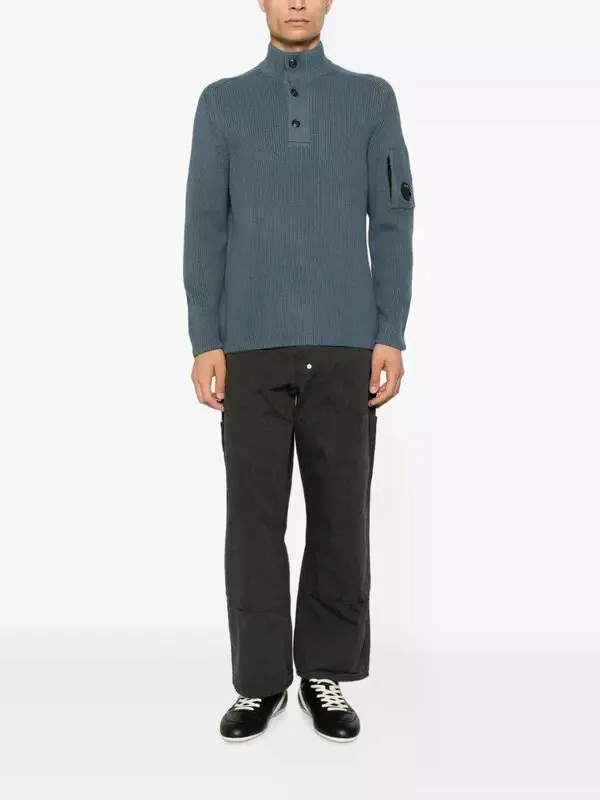 C.P. COMPANY Ribbed Knit Sweater With Lens Detail