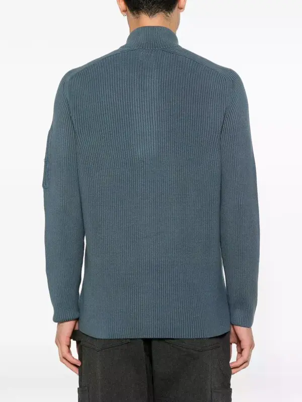 C.P. COMPANY Ribbed Knit Sweater With Lens Detail