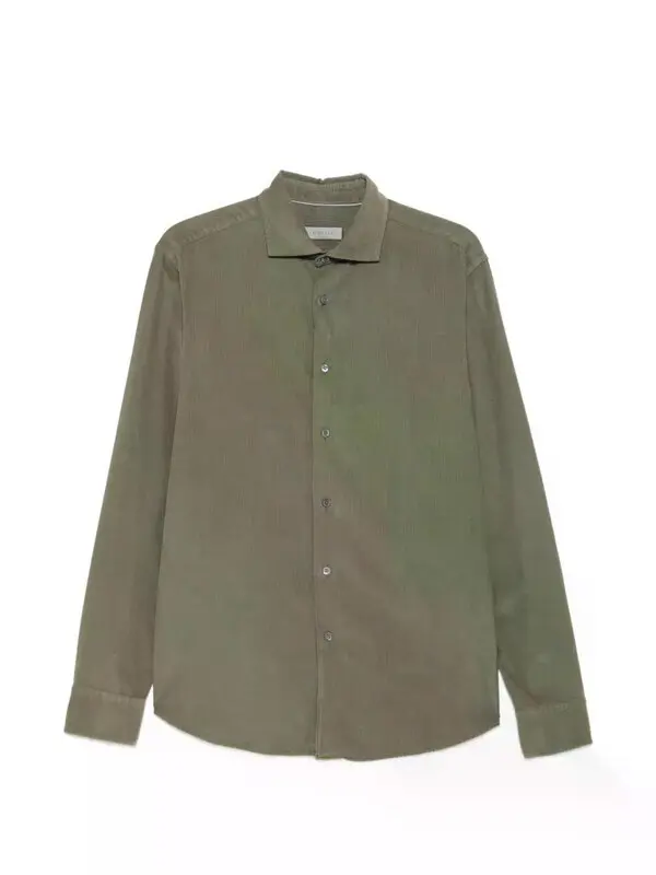 Canali Corduroy Long-sleeve Shirt - Green