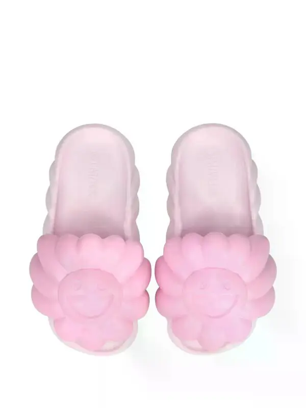 OHANA HATAKE Floral Appliqué Slides - Pink