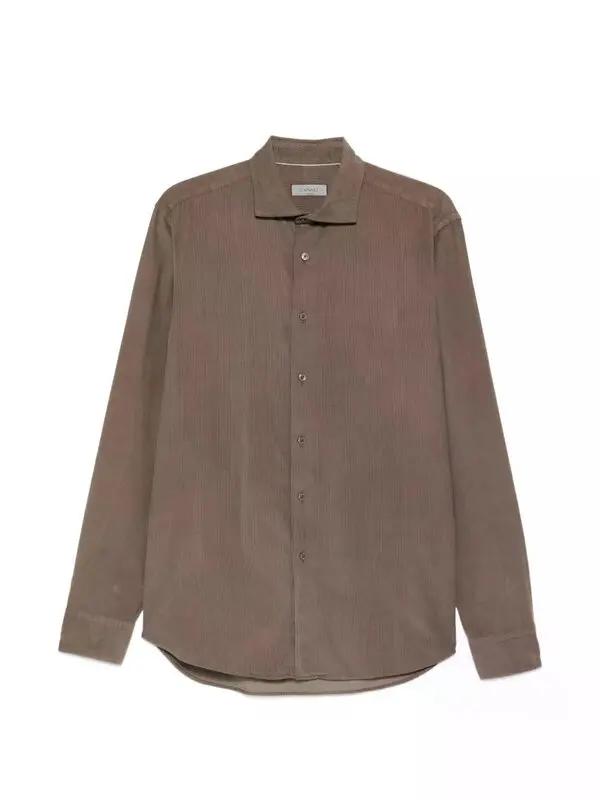 Canali Corduroy Long-sleeve Shirt - Brown