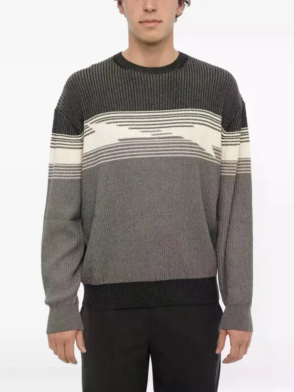 Neil Barrett Ribbed-knit Panelled Sweater - Grey